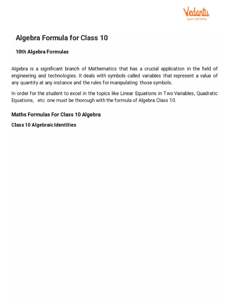 algebra-formula-for-class-10-pdf
