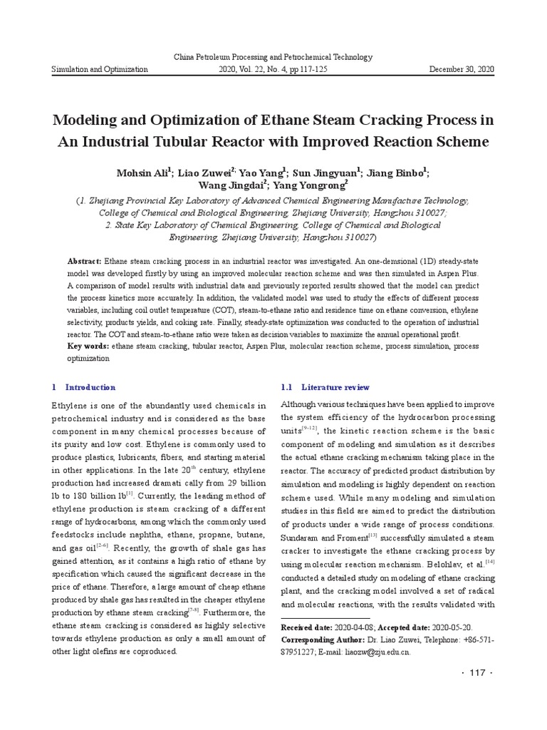 Modeling And Optimization Of Ethane Steam Cracking Process In An Industrial Tubular Reactor With