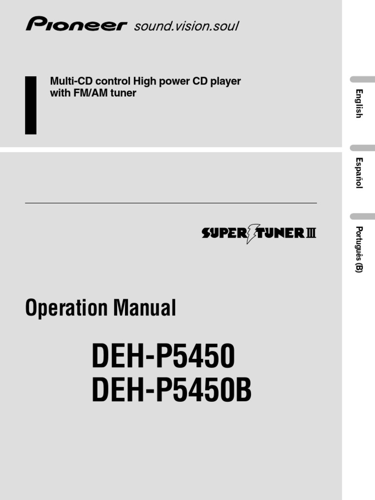 Pioneer Deh-P5450 User Manual | PDF | Equalization (Audio) | Compact Disc