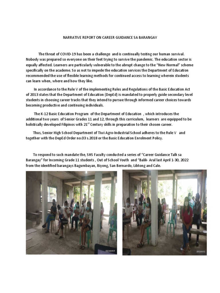 Career Guidance Talks in Barangay | PDF | Learning | Behavior Modification