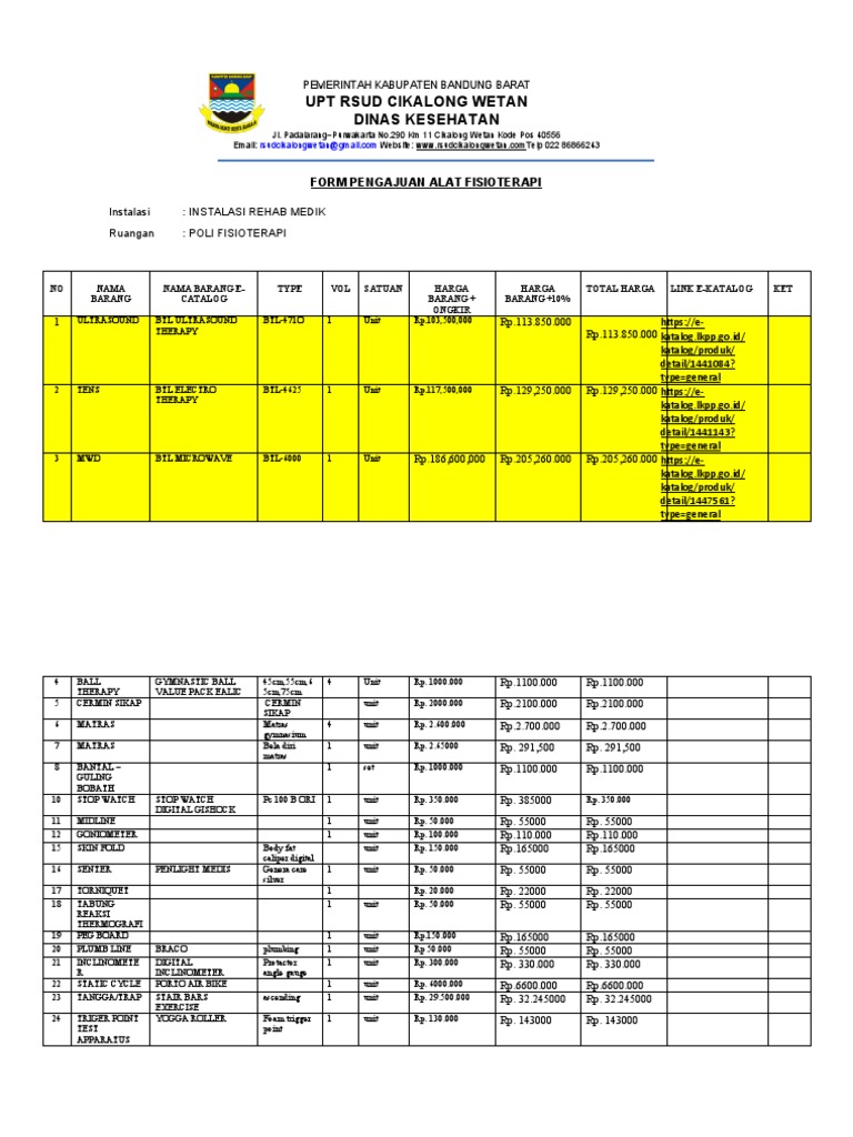Form Pengajuan Alat Fisioterapi | PDF