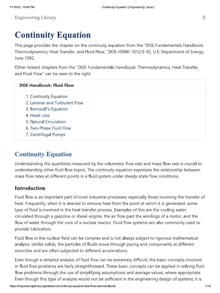 Continuity Equation | PDF