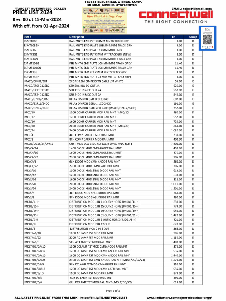 Connectwell Interface Module & Smps Price List Wef 01-04-2024 | PDF