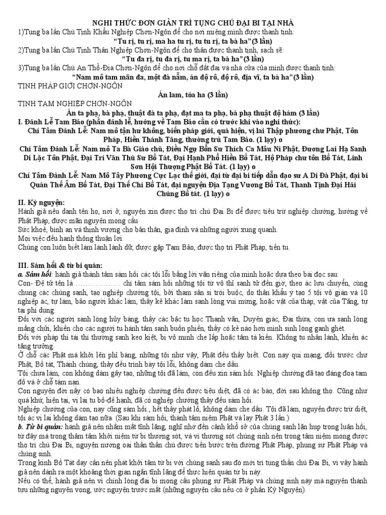 Nghi Thuc Tri Tung Chu Dai Bi | PDF