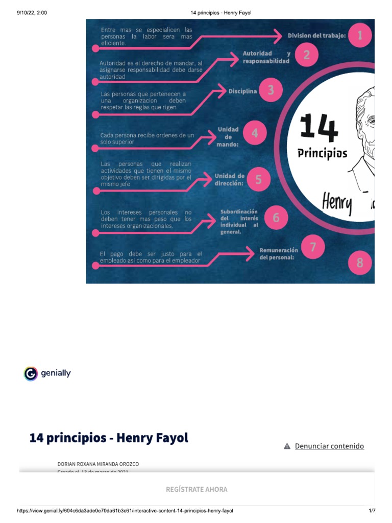 14 Principios de Fayol | PDF