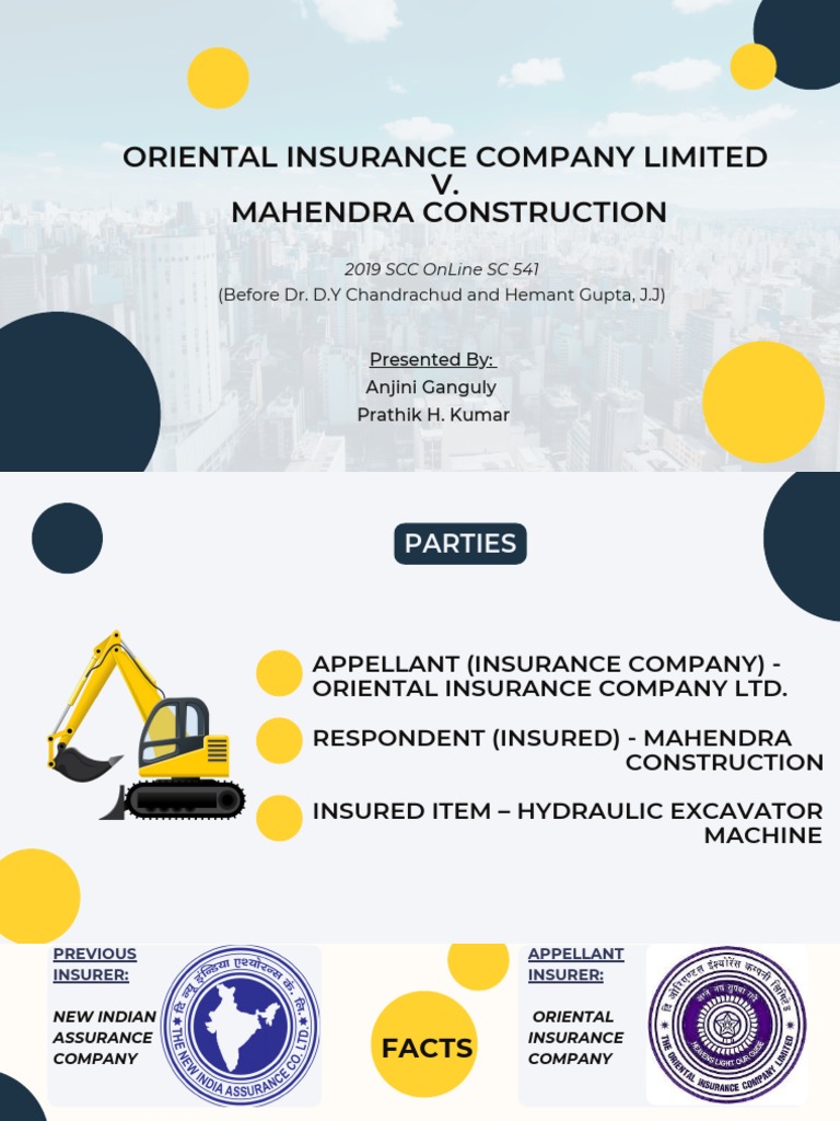 Oriental Insurance v. Mahendra Construction | PDF | Insurance | Life Insurance
