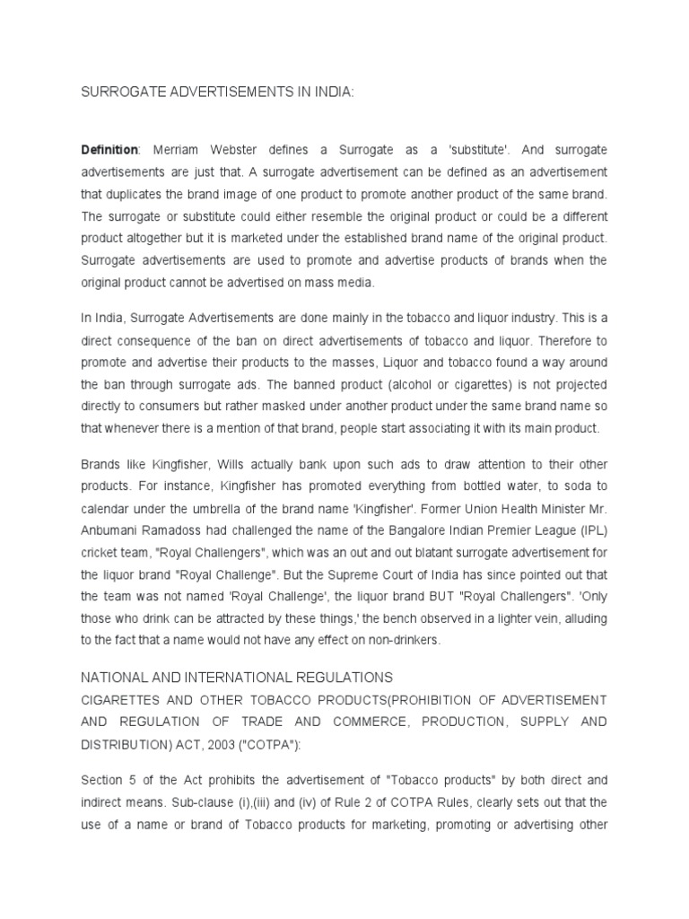 SURROGATE ADVERTISEMENTS Student pdf | PDF | Advertising