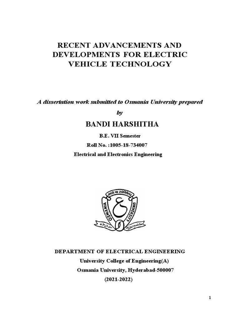 Electric Vehicle Technology Advancements | PDF | Electric Vehicle ...