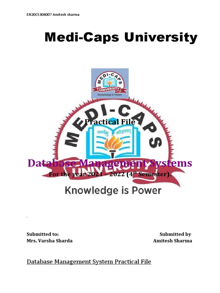 Database Management Systems Practical File | PDF | Databases | Sql