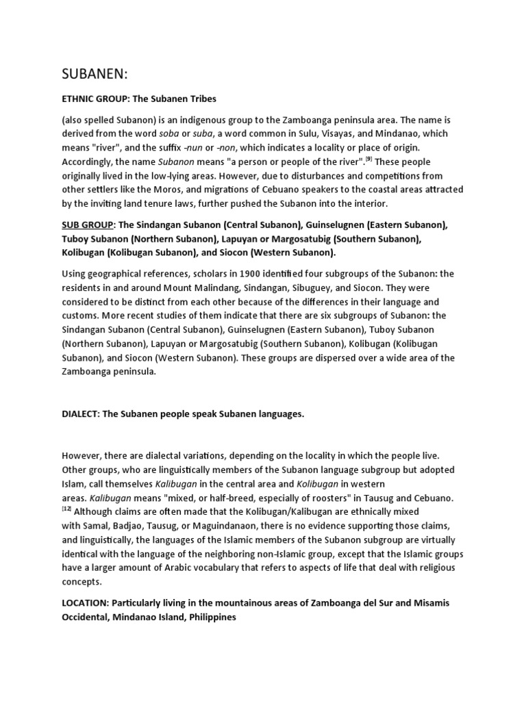 Subanen 1 | PDF | Mindanao