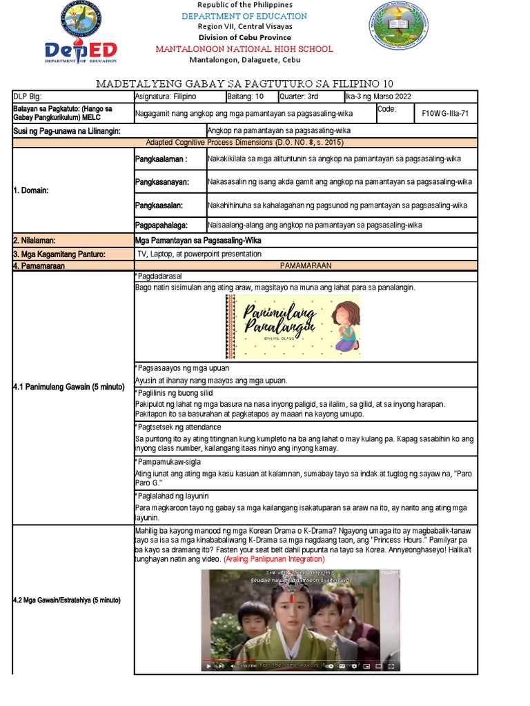 FINAL DLP Pagsasaling-Wika 1st Co 2022 | PDF