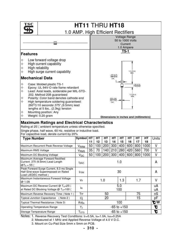 Datasheet | PDF | Rectifier | Electrical Impedance