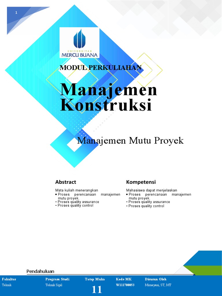 Modul 11 MK - Manajemen Mutu Proyek | PDF
