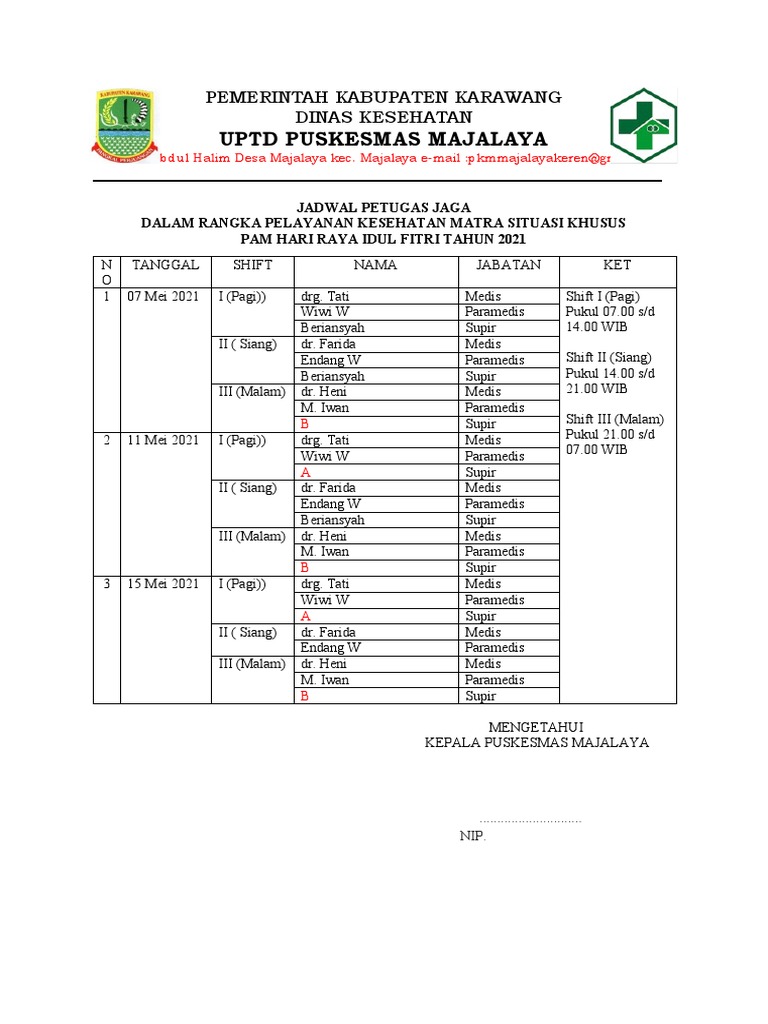Jadwal Jaga | PDF
