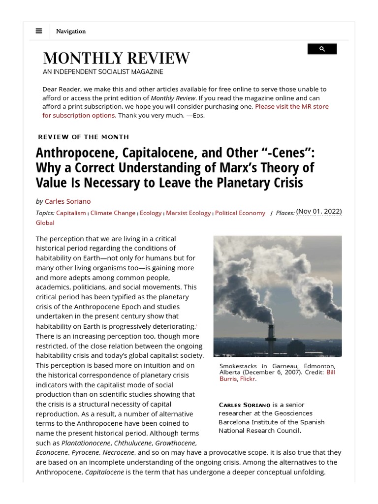 Monthly Review | PDF | Anthropocene | Geologic Time Scale