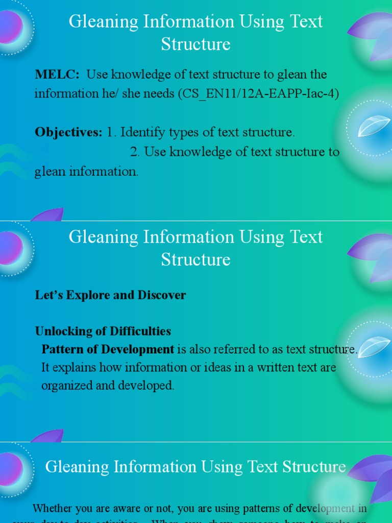 Gleaning Information Using Text Structure | PDF | Information | Reading ...