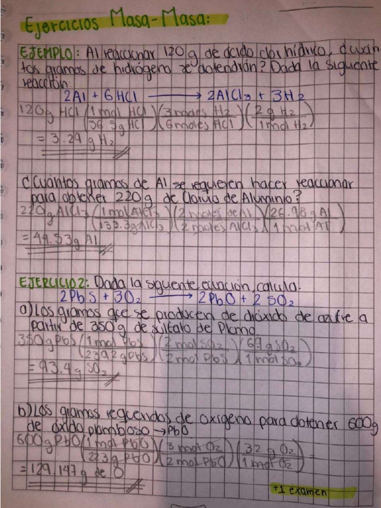 Ejercicios Masa-Masa | PDF