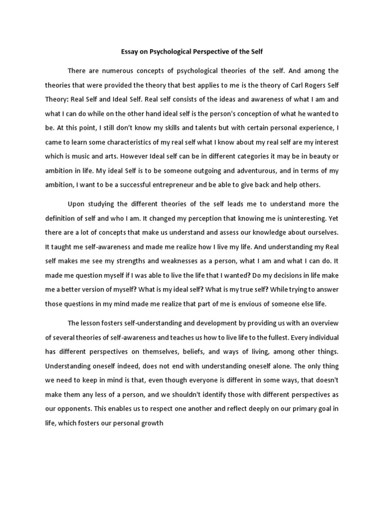 Understanding the Self: A Psychological Perspective | PDF | Career ...
