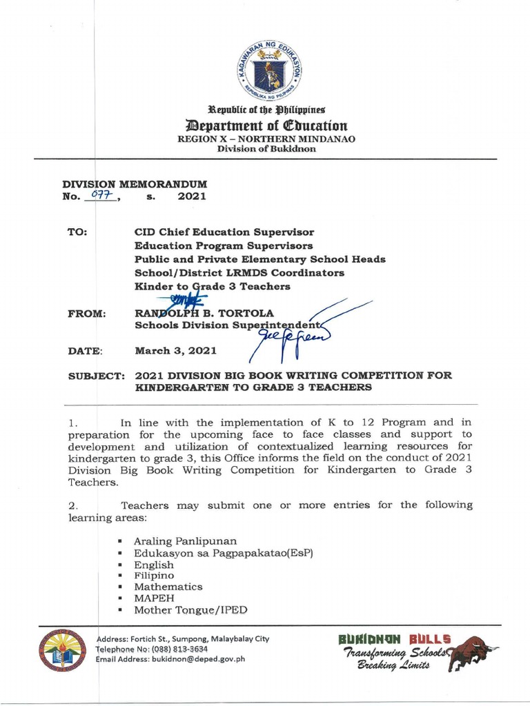 DM No. 077, S. 2021 | PDF