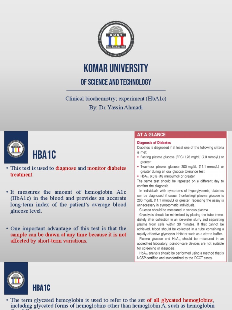 Experiment 5 (HbA1c) | PDF | Glycated Hemoglobin | Medical Specialties
