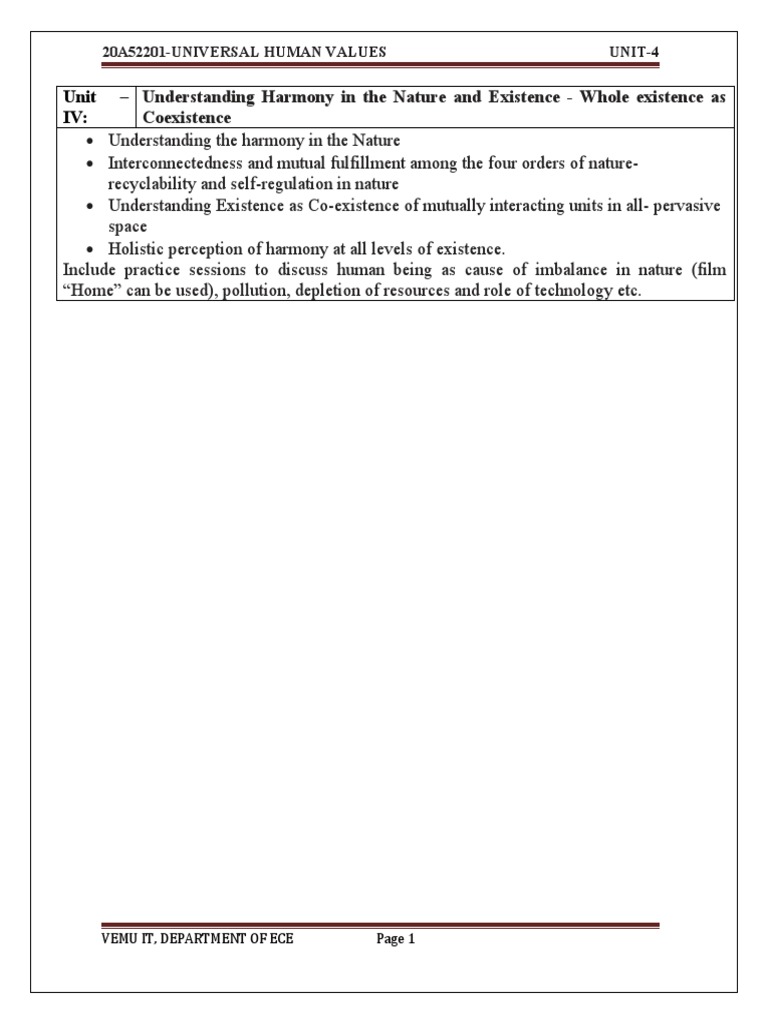 UHV Unit-4 Lecture Notes | PDF | Nature | Molecules