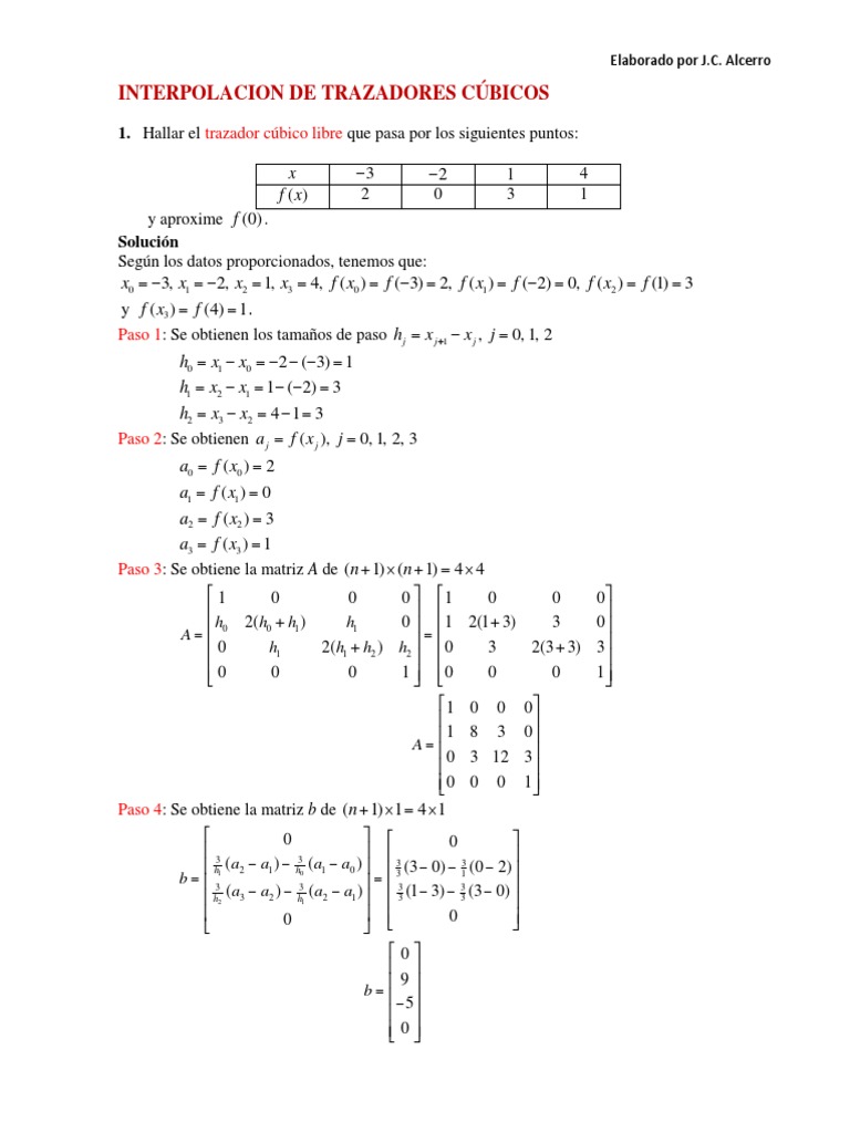 Trazadores Cubicos | PDF | Matriz (Matemáticas) | Álgebra lineal
