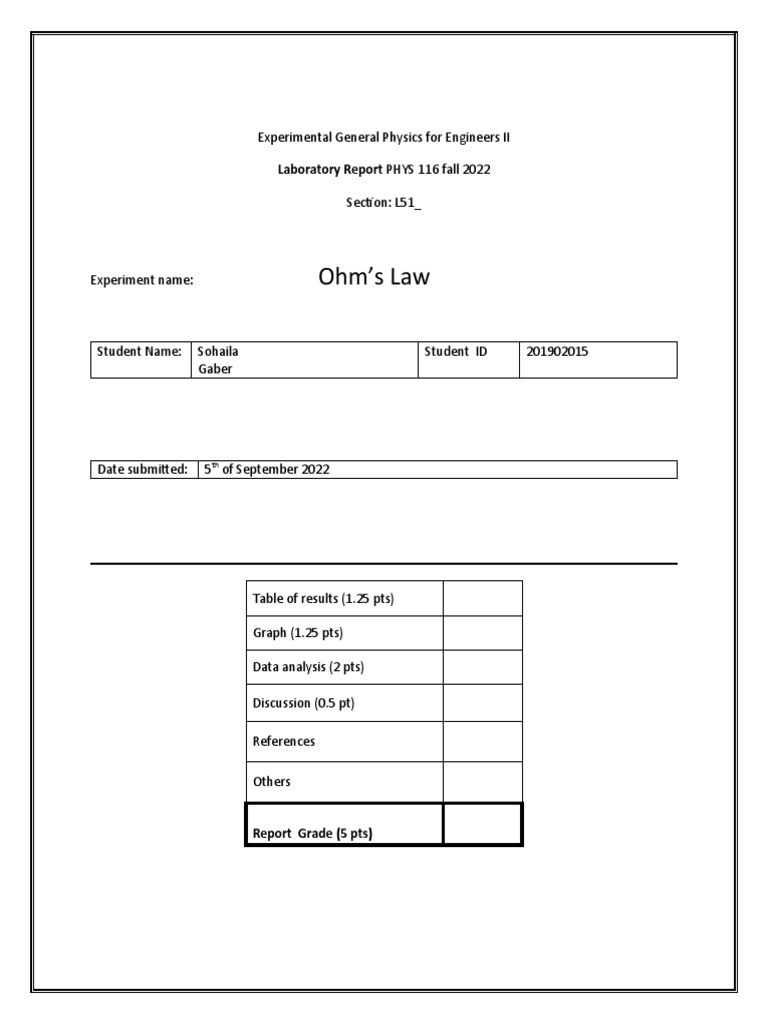 1-Ohm's Law (1) my lab report | PDF | Slope | Volt