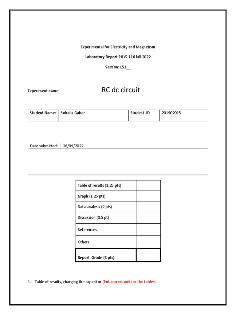 4-RC DC Circuit Sohaila REport | PDF