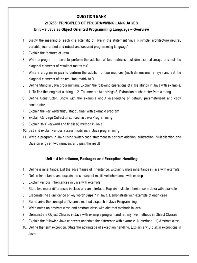 Consolidated Updated Question Bank | Download Free PDF | Method ...