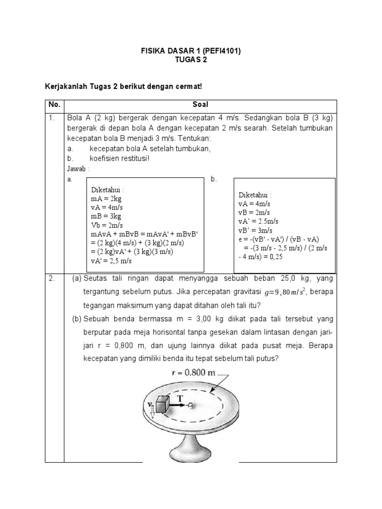 TUGAS 2 FISIKA DASAR 1 - Rev (1) Ketik | PDF
