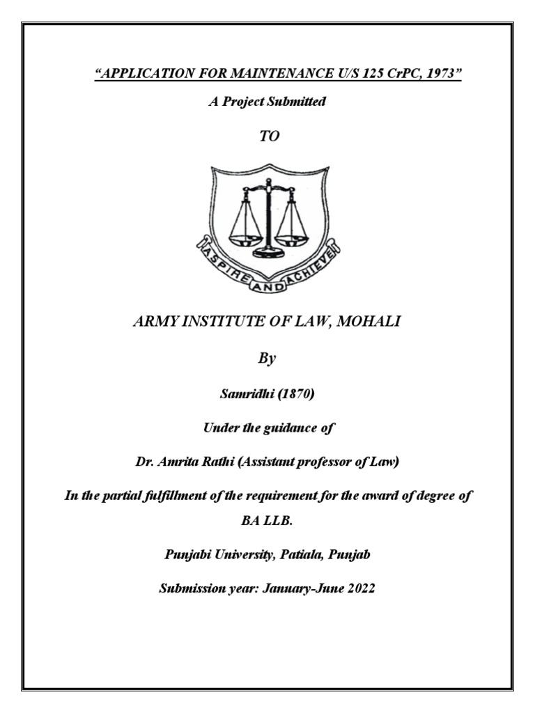 Application For Maintenance Under CRPC | PDF | Marriage | Government