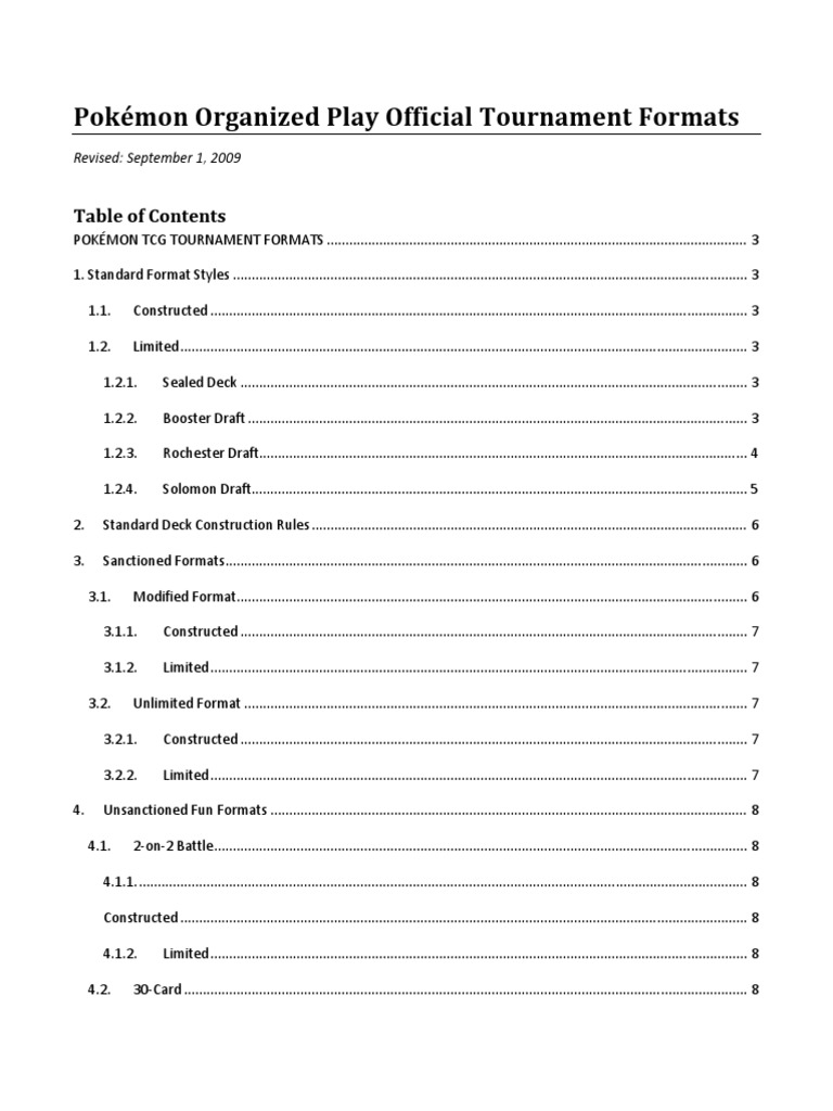 Pokémon TCG Official Tournament Formats | PDF