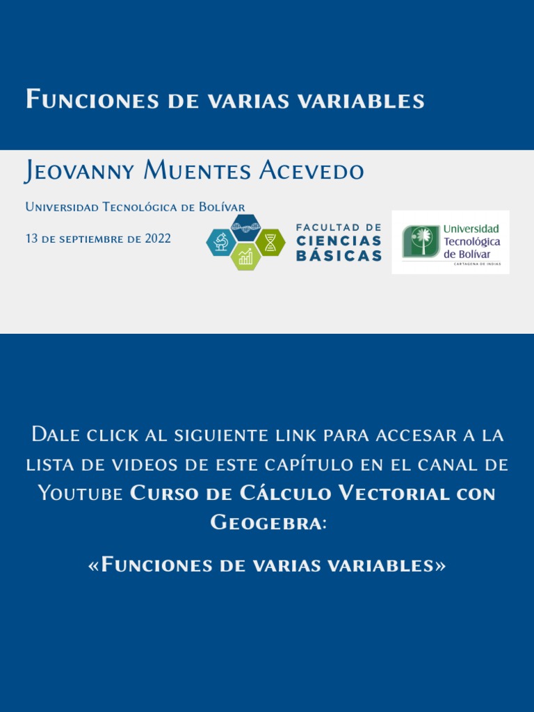 Dominio y Rango en Funciones Multivariables | PDF | Función (Matemáticas) | Pendiente