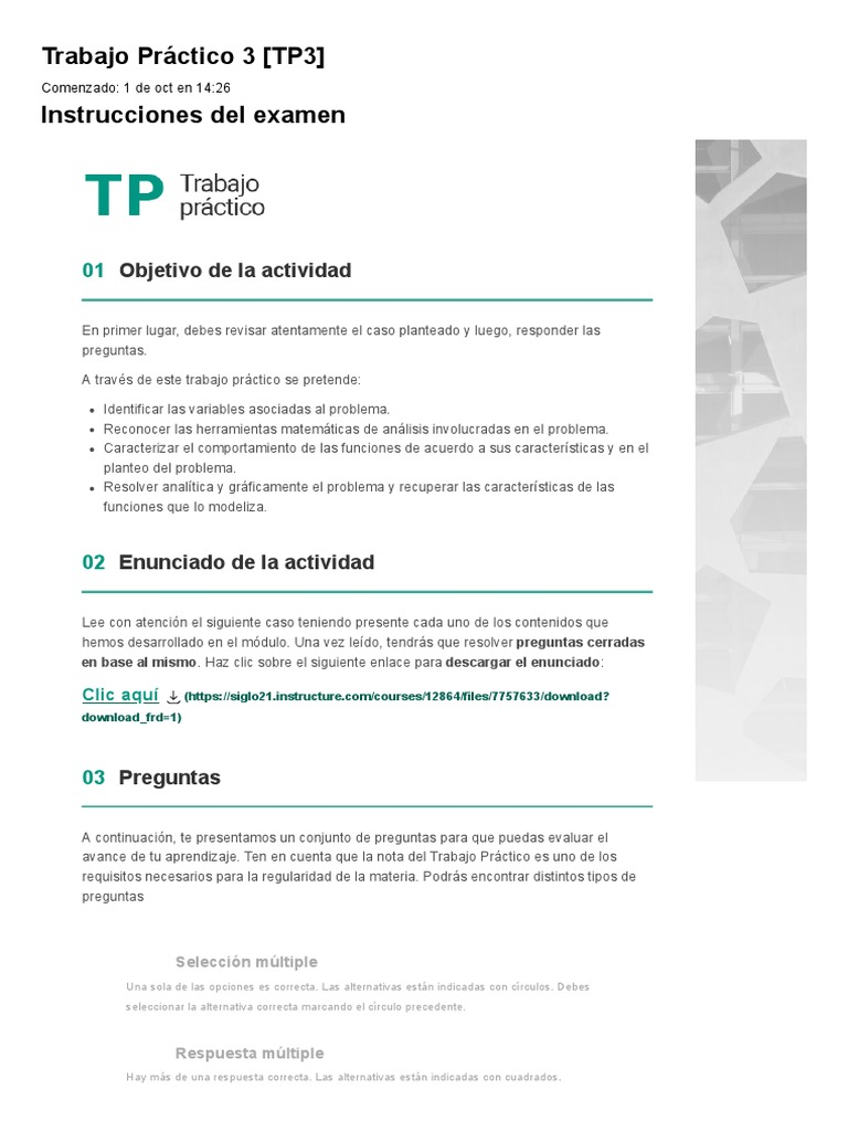 ANALIS MAT Examen - Trabajo Práctico 3 (TP3) 100% | PDF | Derivado | Intervalo (Matemáticas)