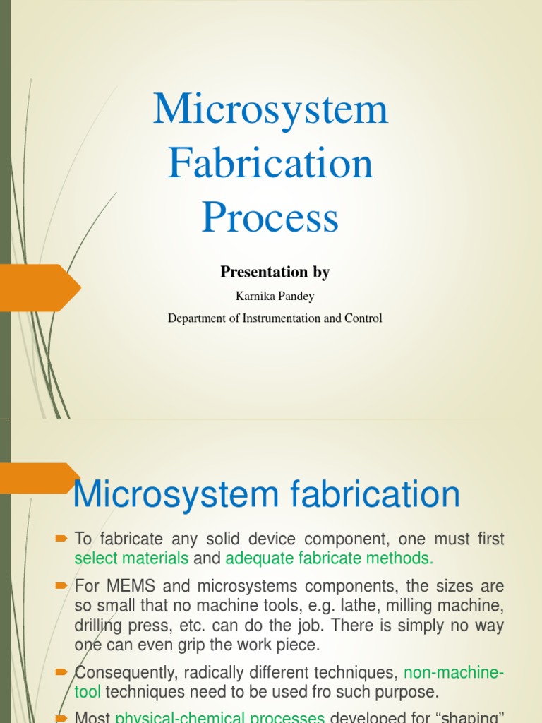 Microfabrication Techniques Overview | PDF | Chemical Vapor Deposition ...