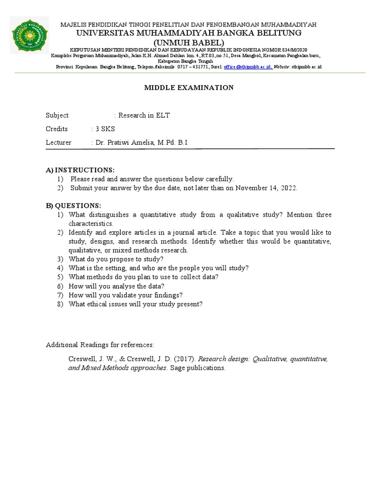 Middle Examination | PDF