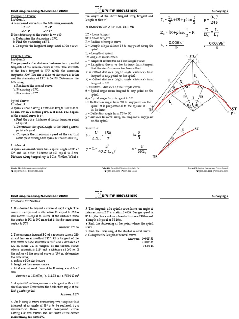 CE Board Nov 2020 - Surveying - Set 6 | PDF | Angle | Tangent