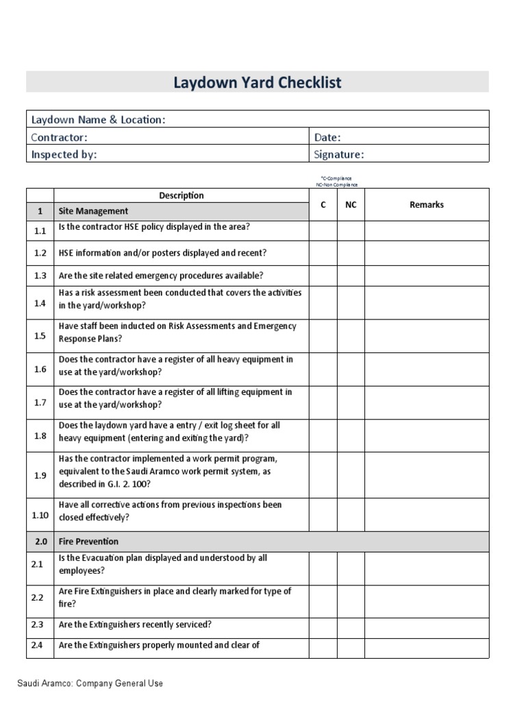 Laydown Yard Safety Inspection: Ensuring Compliance Through A Thorough ...