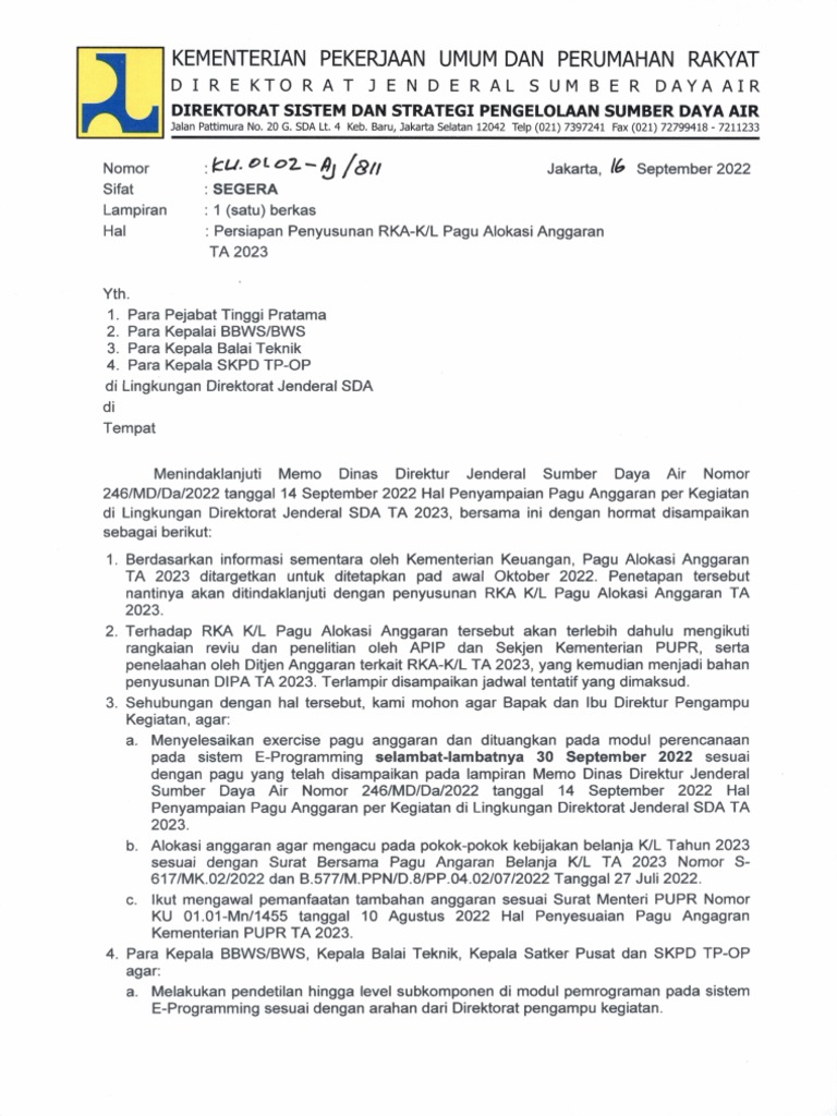 Persiapan Penyusunan RKAKL Pagu Alokasi Anggaran TA.2023 | PDF