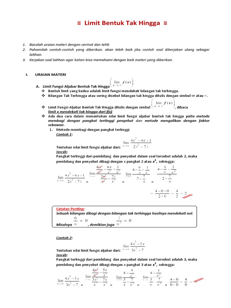 MATERI - Limit Bentuk Tak Hingga | PDF