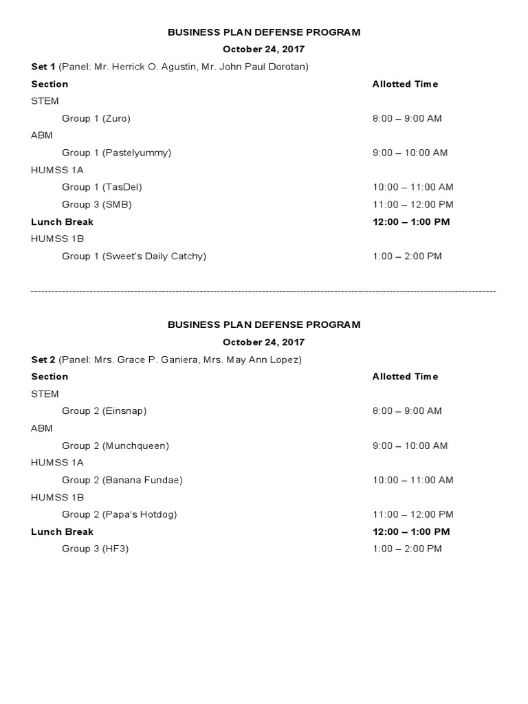 Business Plan Defense Program | PDF