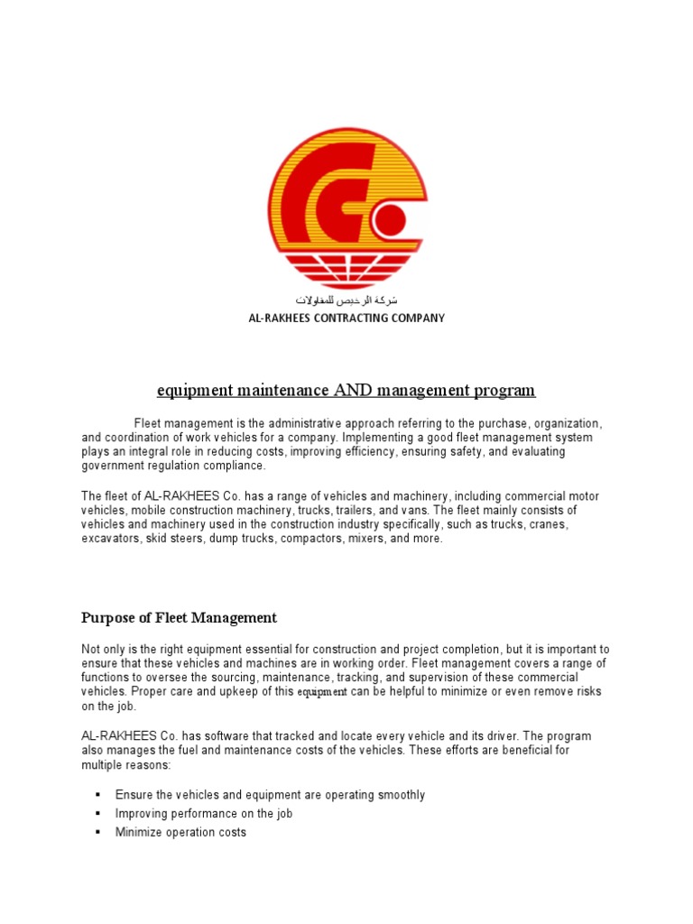 Fleet Maintenance Program | PDF | Vehicles | Truck