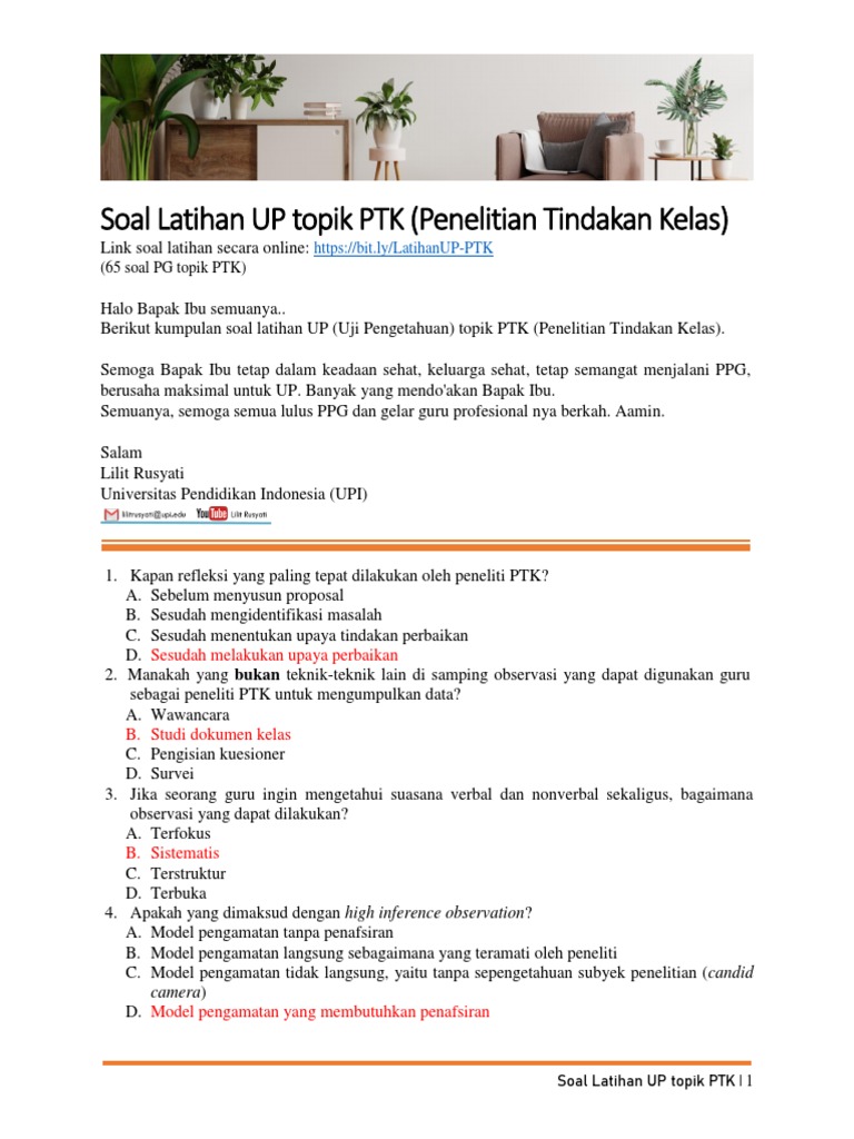 Soal Latihan UP Topik PTK | PDF | Karier & Perkembangan
