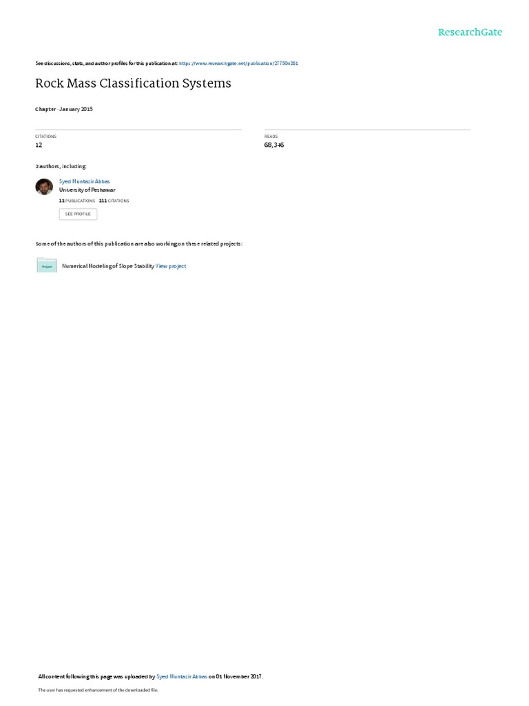 Abbas, Syed Muntazir, 2017 - Rock Mass Classification Systems | PDF ...