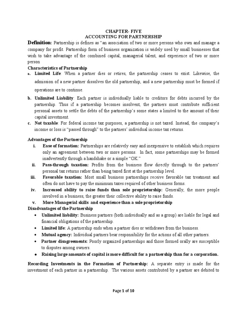 Chapter 5 Partnership | PDF | Partnership | Debits And Credits
