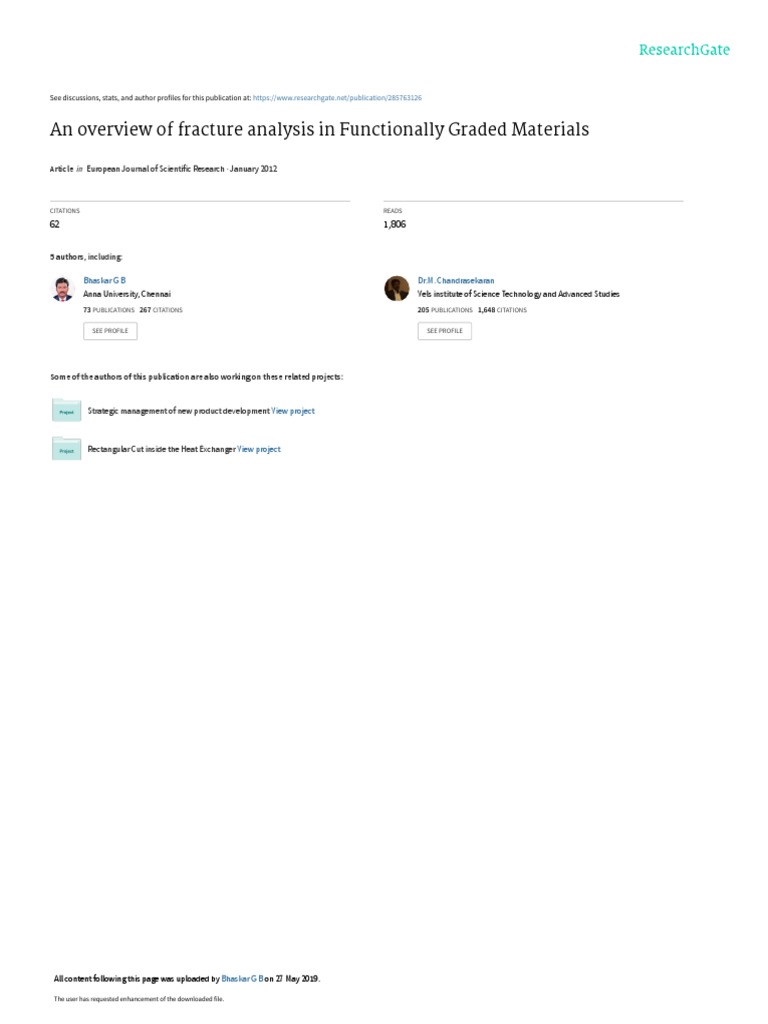 An Overview of Fracture Analysis in Functionally Graded Materials | Download Free PDF | Fracture ...