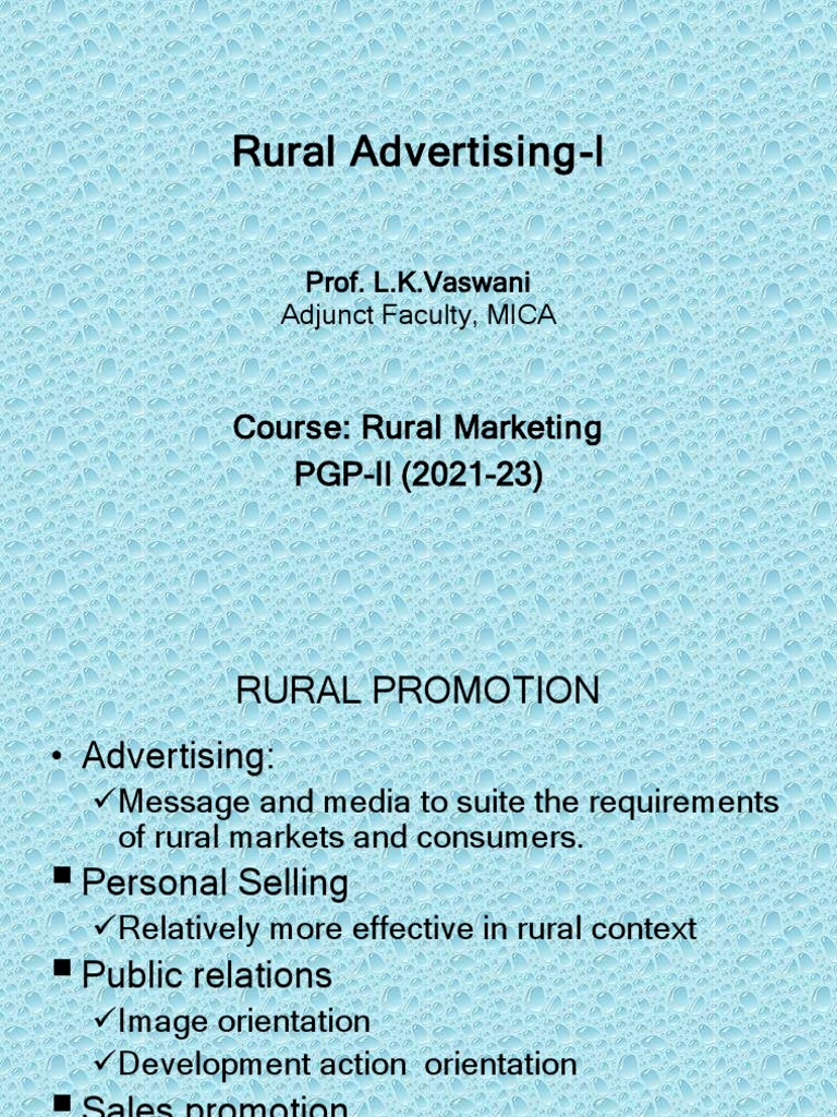 S 6 Rural Advertising I | PDF | Mass Media | Advertising