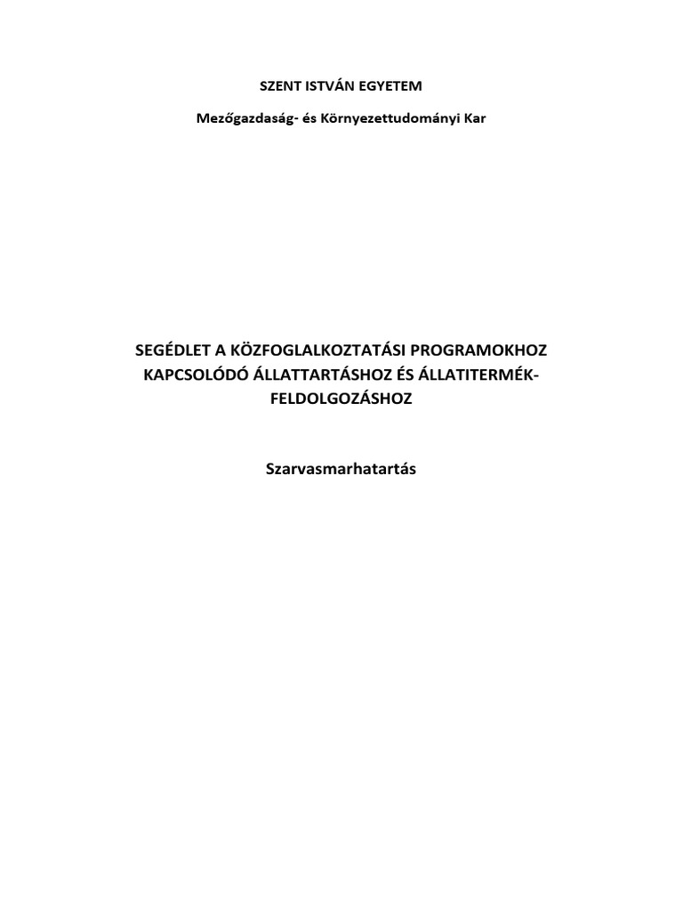 Szarvasmarha Tartás | PDF