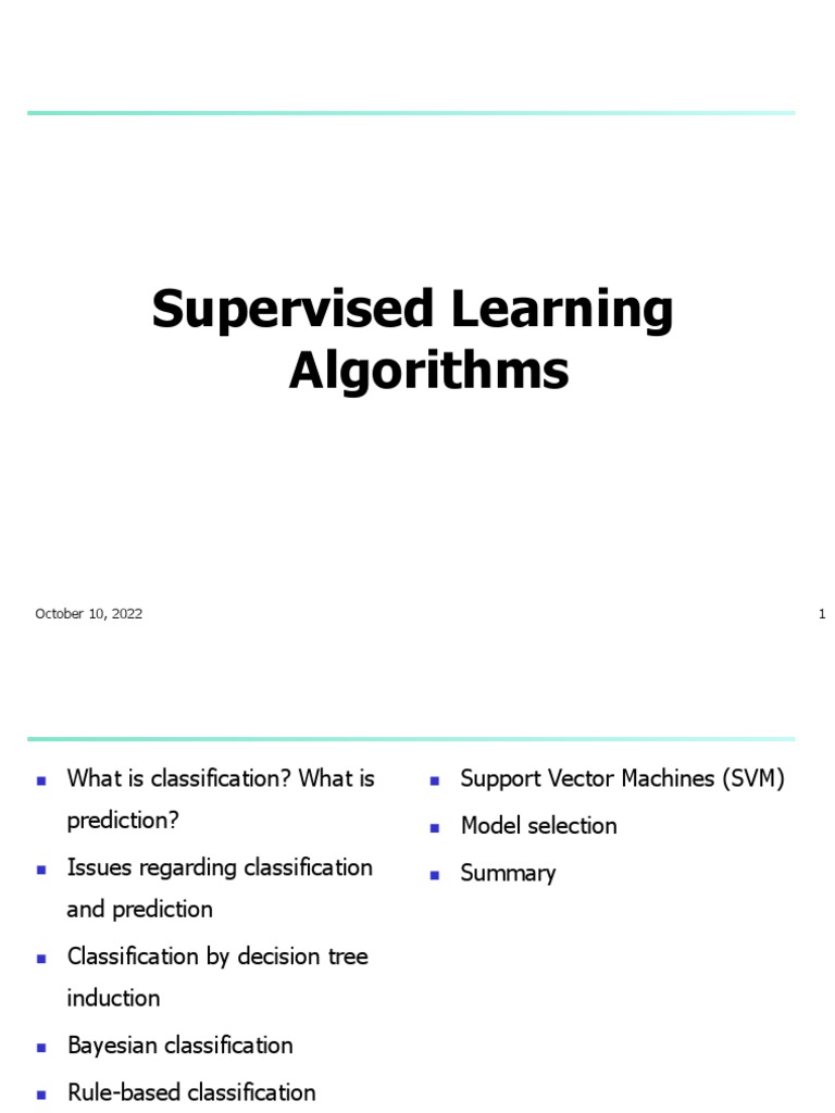 Supervised Learning Algorithms | PDF | Statistical Classification | Neuron