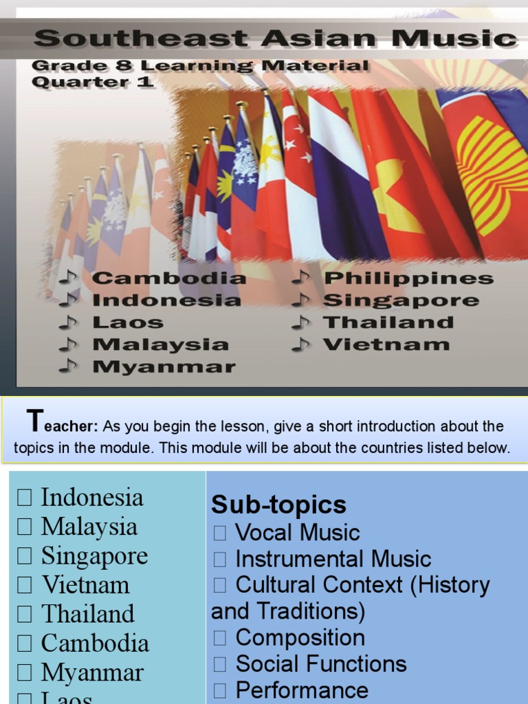 Southeast Asian Music for Grade 8 | PDF | Musical Instruments ...